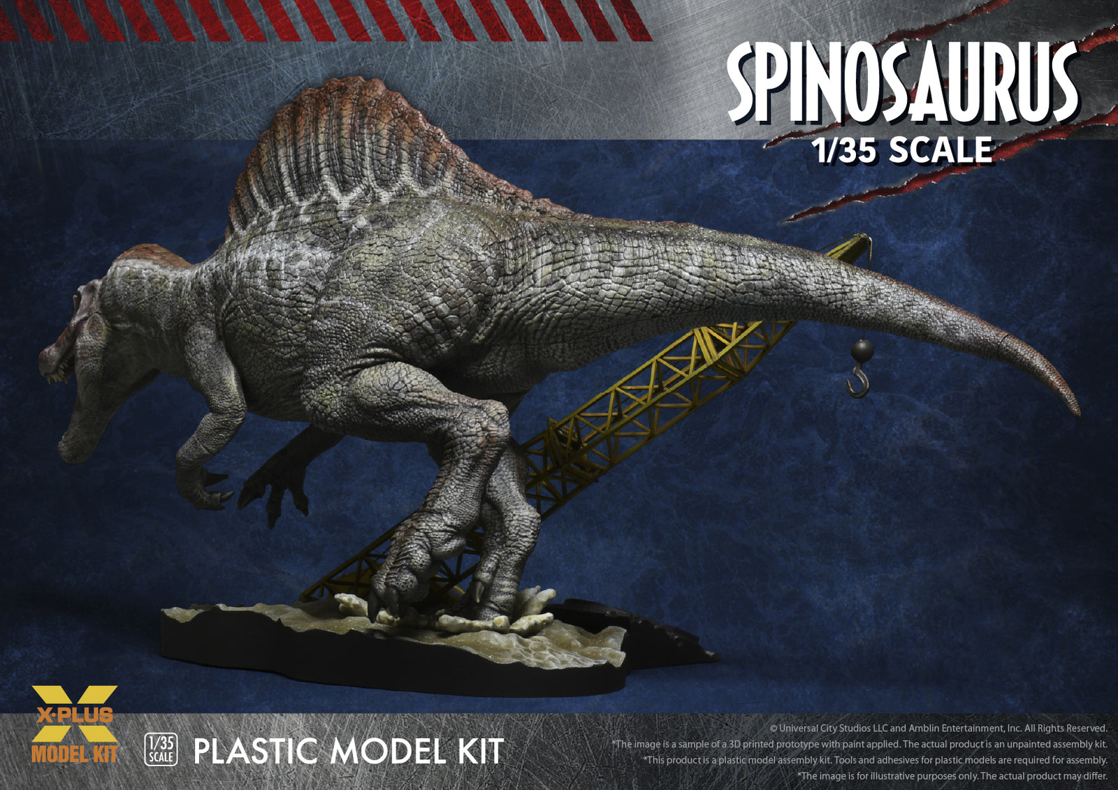 XPLUS KITS 0411 1/35 JURASSIC PARK III SPINOSAURUS PLASTIC MODEL KIT