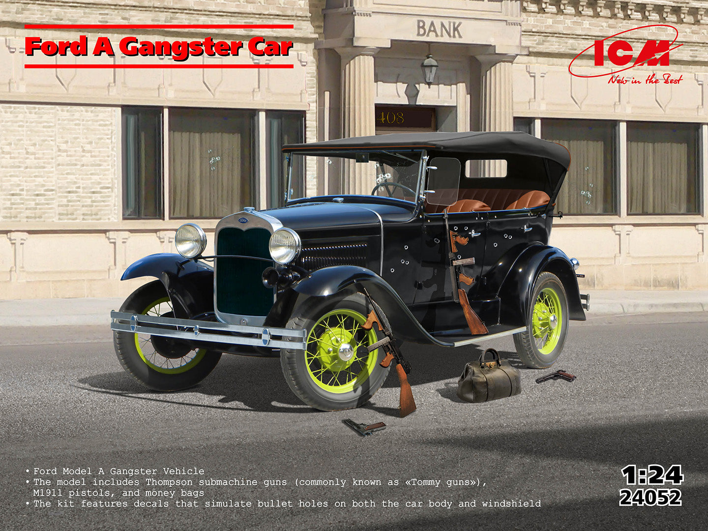 ICM 24052 1/24 FORD MODEL A GANSTER CAR