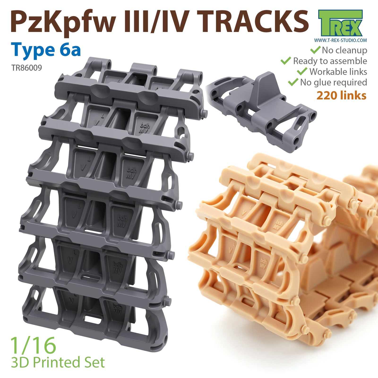 T-Rex 86009 1/16 PzKpfw.III/IV Tracks Type 6a