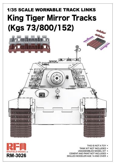 Rye Field Model 3026 1/35 King Tiger Workable Mirror Tracks