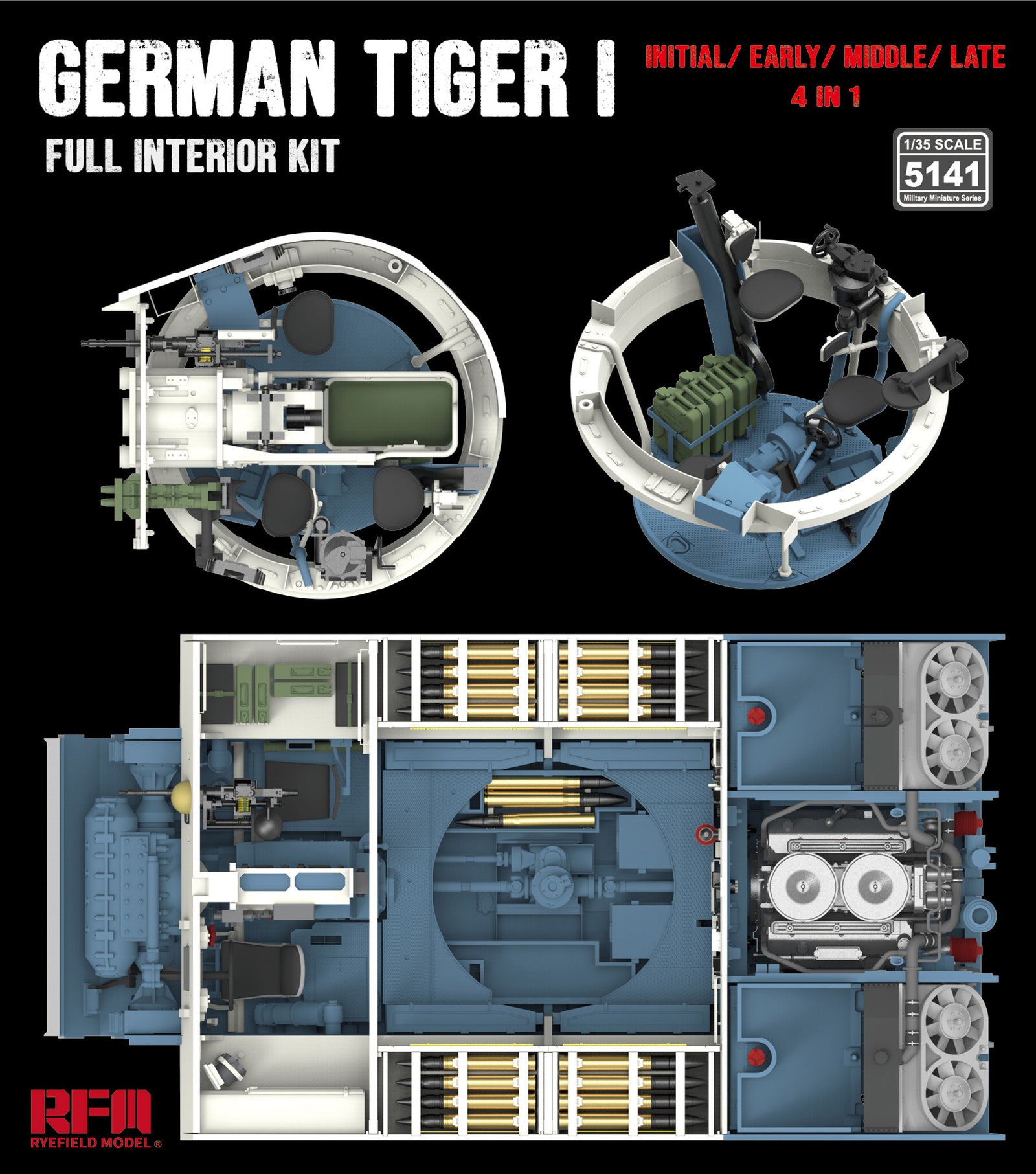 Rye Field Model 5141 1/35 Tiger I interior kit: Initial/ Early/ Mid/ L