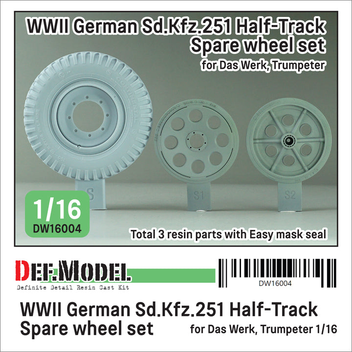 Def Model DW16004 1/16 WW2 GERMAN Sd.Kfz. 251 Half Track Spare Wheel s