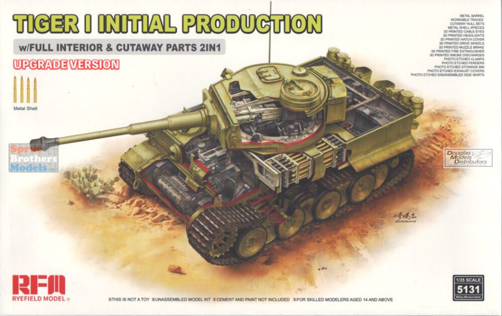Rye Field Model 5131 1/35 Tiger I Initial with Full Interior & Cutaway