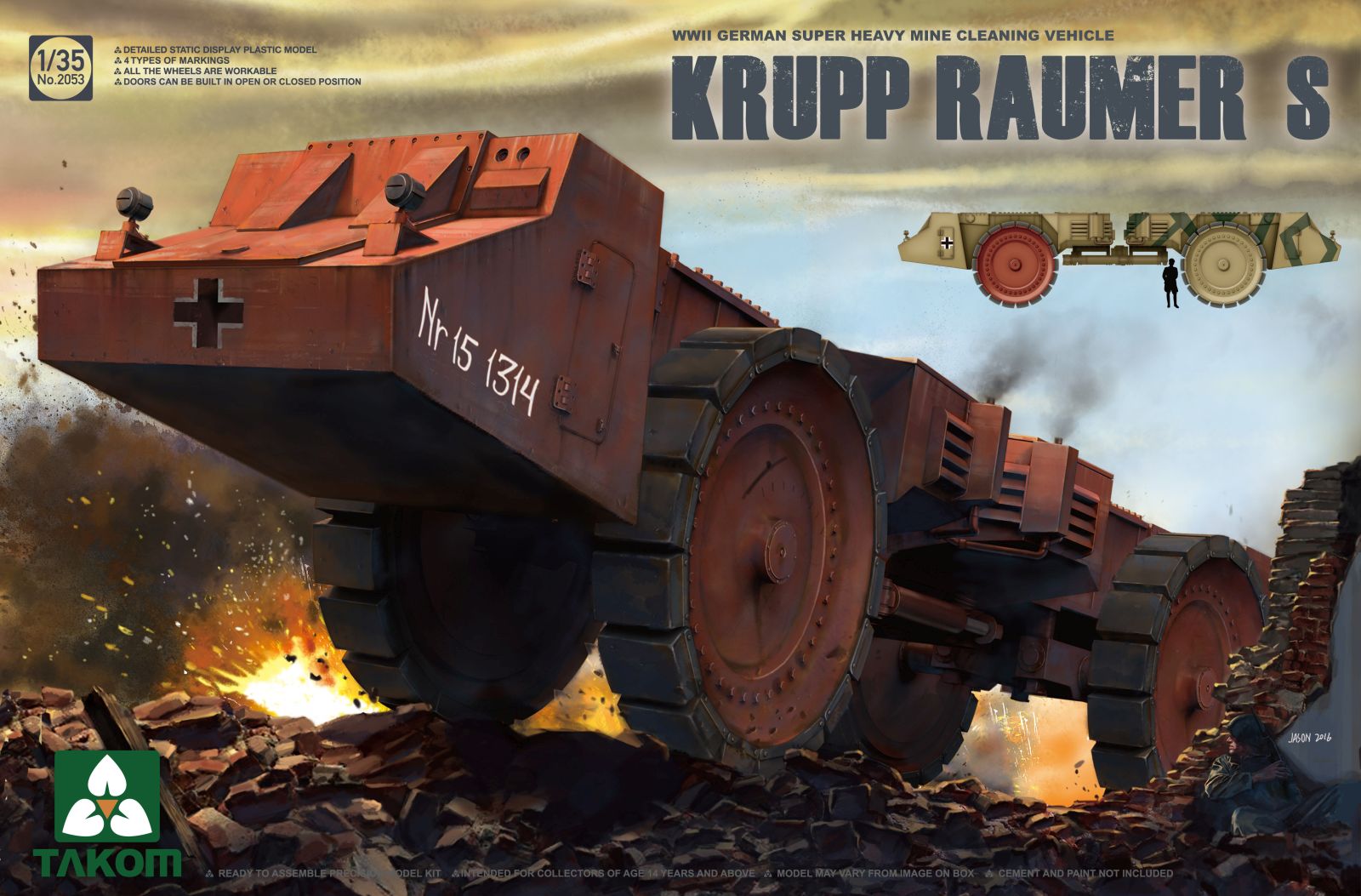 Takom 2053 1/35 German Super Heavy Mine Clearing Vehicle Krupp Räumer