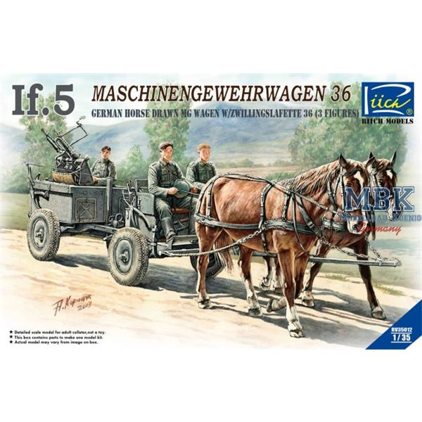 Riich 35012 1/35 German Horse Drawn Wagon If5.mit MG Zwillingslafette